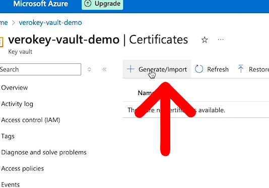 Setup Microsoft Azure Key Vault With Verokeydigicert Code Signing Certificate