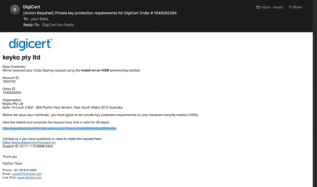 Setup Microsoft Azure Key Vault with Verokey/DigiCert Code Signing Certificate