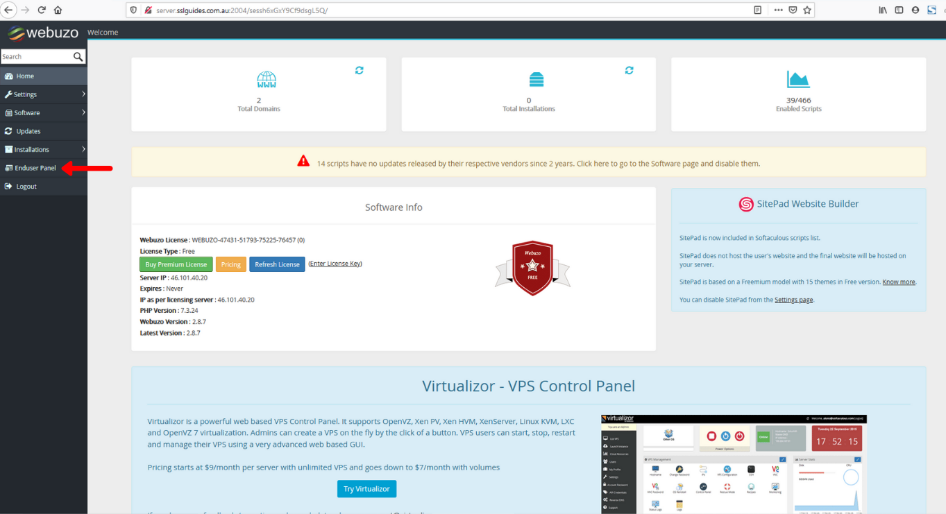 Webuzo SSL/TLS Installation Guide